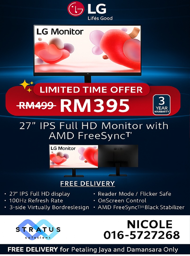 LG Monitor 27" IPS Full HD Monitor with AMD FreeSync(TM), Computers & Tech, Parts & Accessories ...