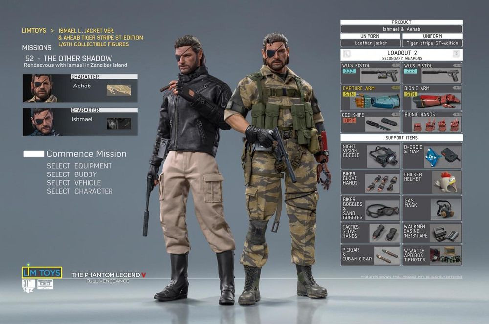 LIMTOYS Metal Gear Solid V MGSV Ishmael and Ahab Jacket Ver & Tiger ...