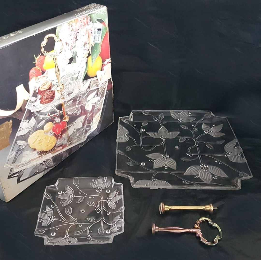 MAYUMI 2-Tier Tid Bit Tray, SOGA Japan, Crystal-Clear Studios Two-Tier ...