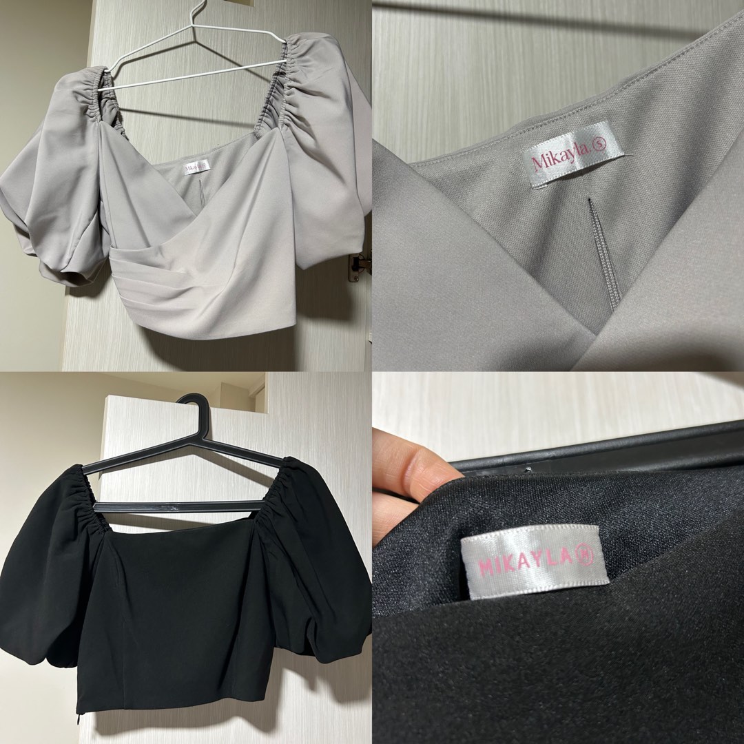 Mikayla Crop Tops (Puffy Sleeves, Off Shoulder, Tube), Women's Fashion ...