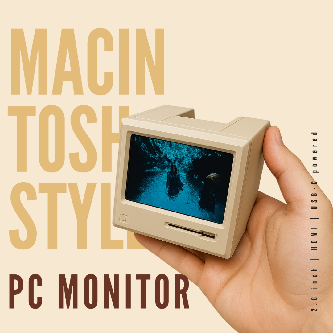 Mini HDMI Monitor – Macintosh Style | 2.8” Screen | Real Display for PC ...