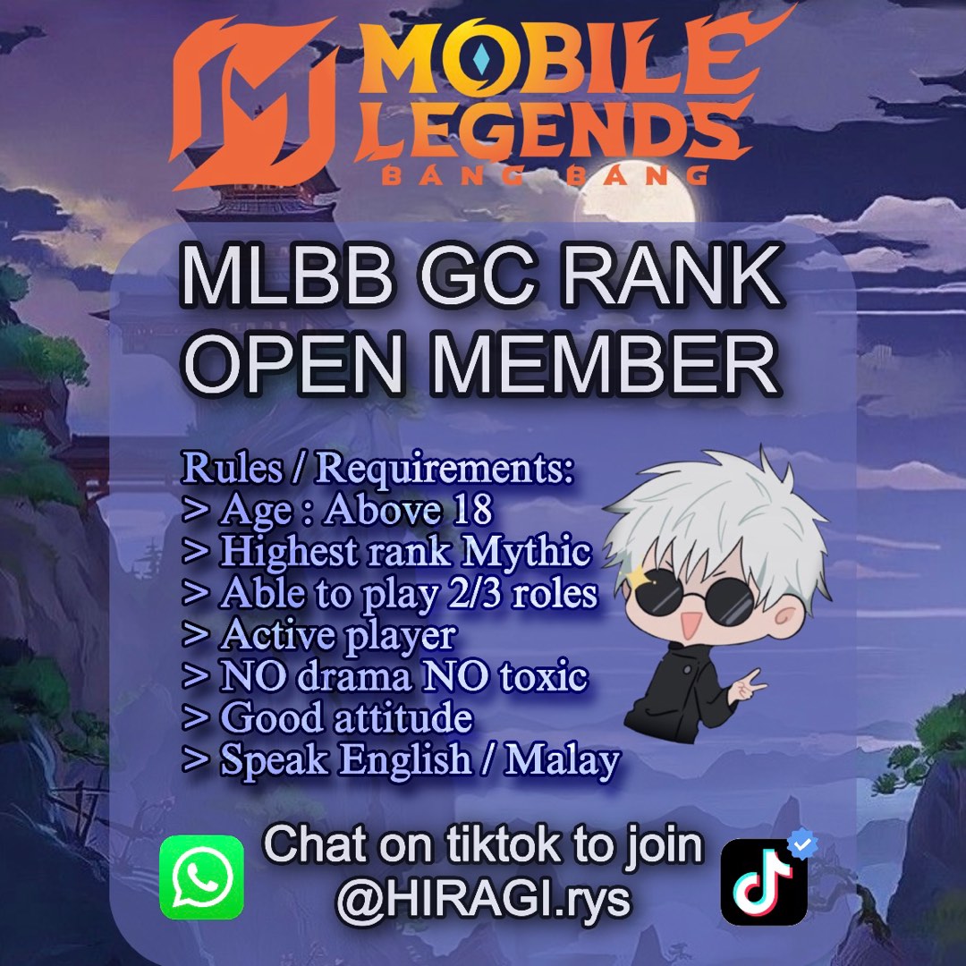 MLBB GC Rank Open Member - Join Now!, Video Gaming, Video Games, Others ...
