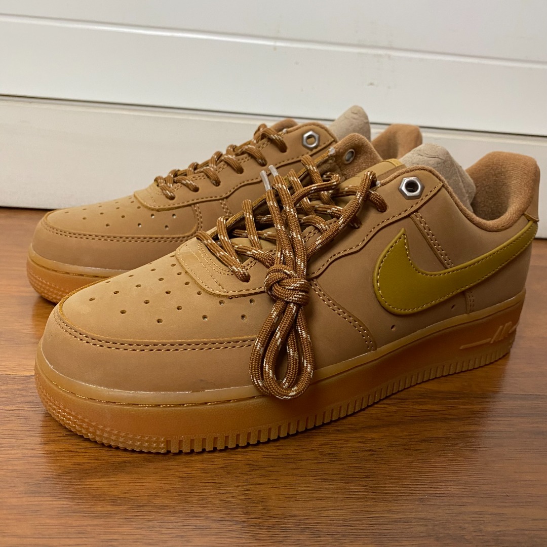 Nike Air Force 1 '07 WB Low Flax Wheat, Fesyen Pria, Sepatu , Sneakers ...