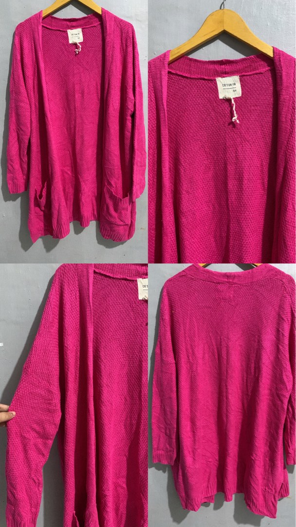 Outer pink fuchia fanta, Fesyen Wanita, Pakaian Wanita, Atasan di Carousell