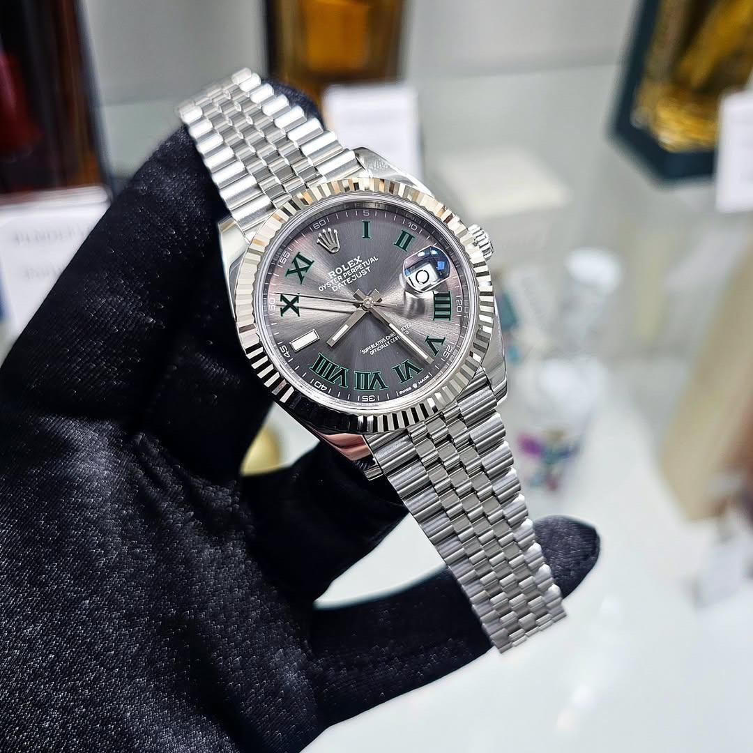 Rolex Datejust 126334 41mm Wimbledon Dial Steel with White Gold Fluted ...