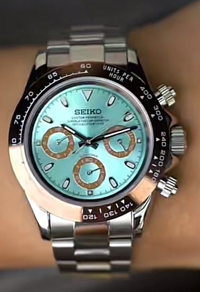 Seiko mod Daytona ice blue watch, Men's Fashion, Watches & Accessories ...
