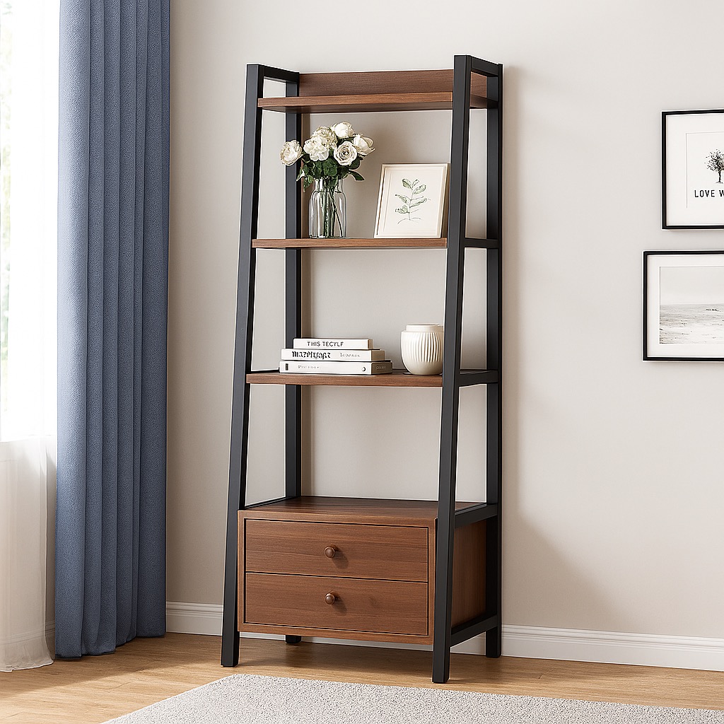 Wooden Display Shelf Cabinet | Bookshelf With Drawer Cabinet | Ladder ...