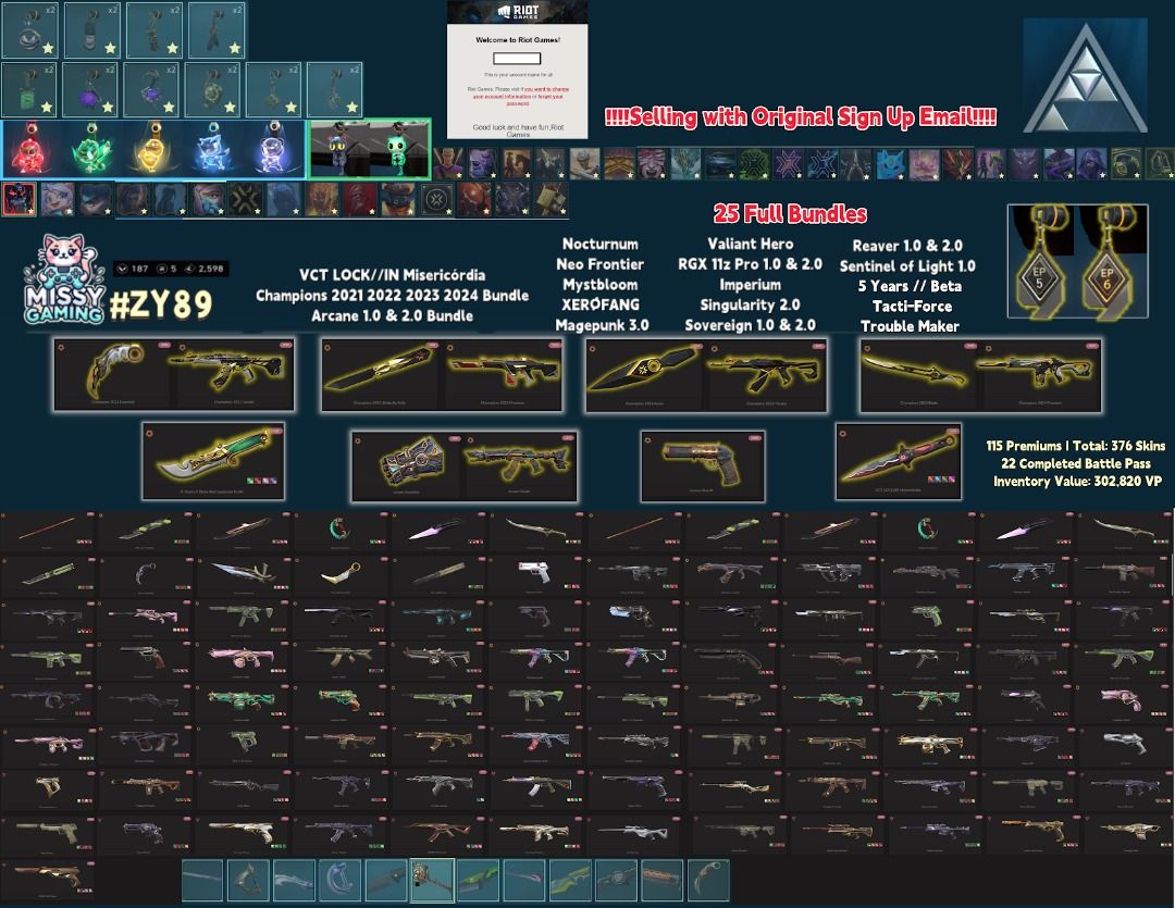 WTS 115 Premium Valorant Account Stacked Valorant with Original Sign Up ...