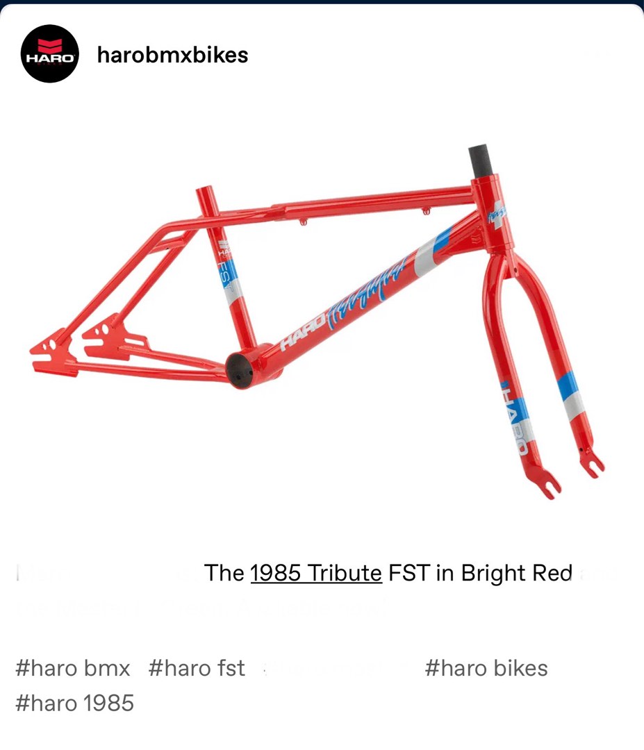 1985 HARO FST BMX Freestyle Frame set - Tribute Limited Edition 2015 ...
