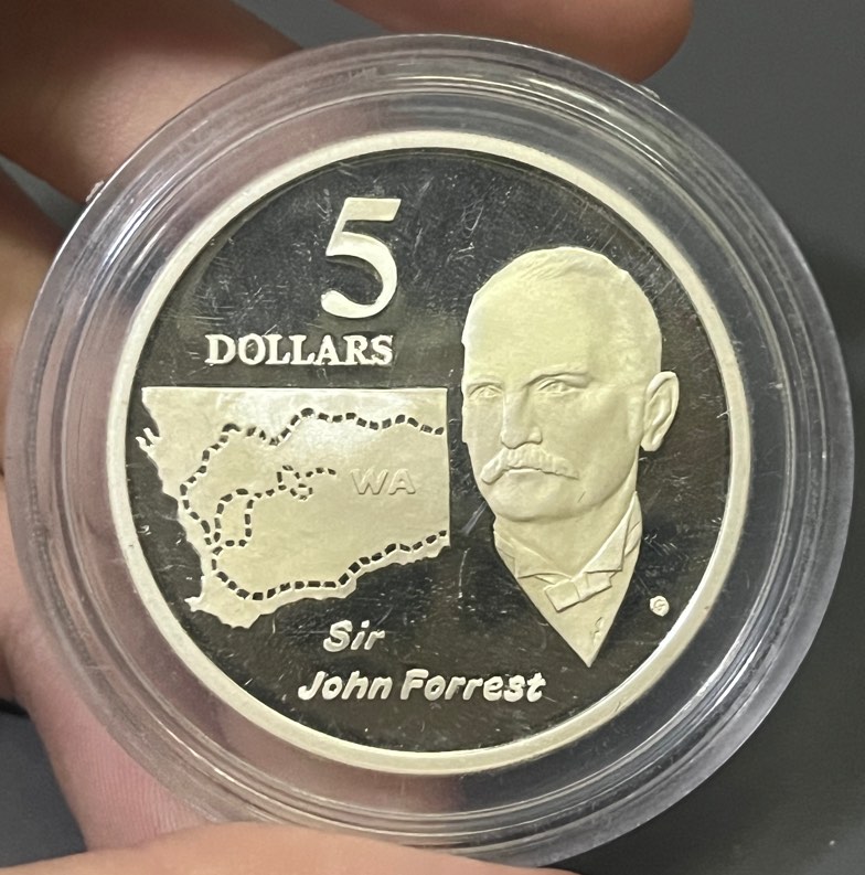 Australia John Forrest 5 dollars Queen Elizabeth II Silver proof coin ...
