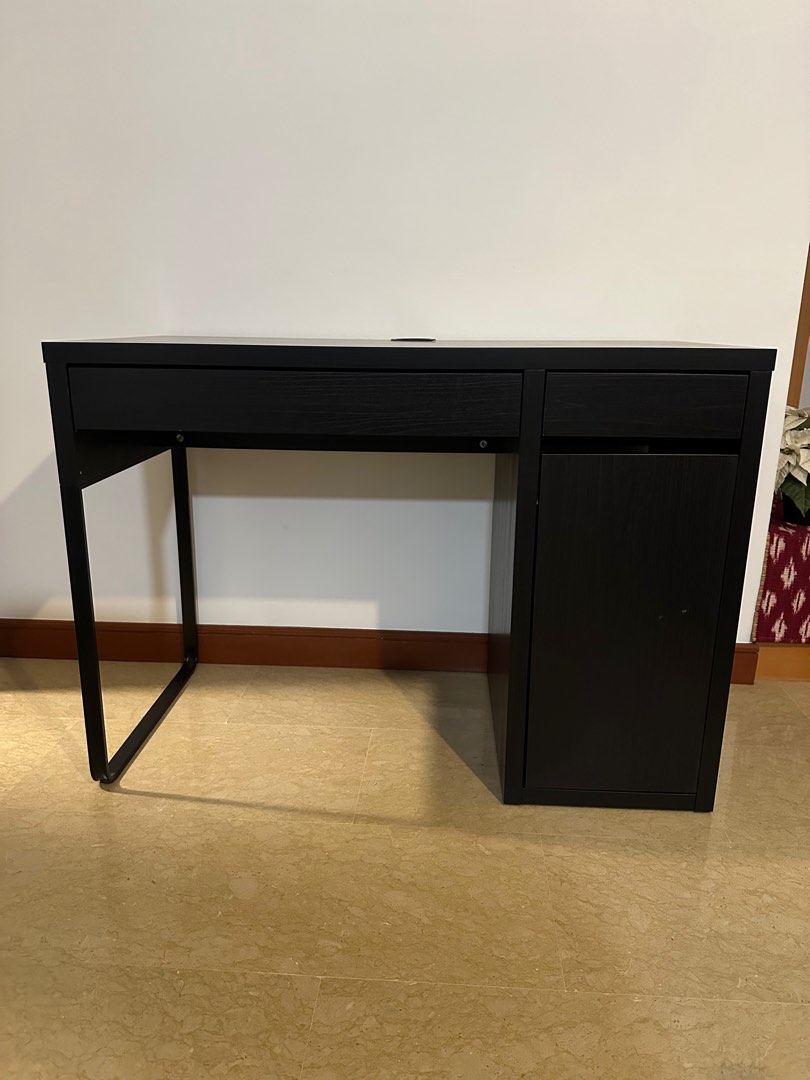 Black Study Desk with Storage, Furniture & Home Living, Furniture ...
