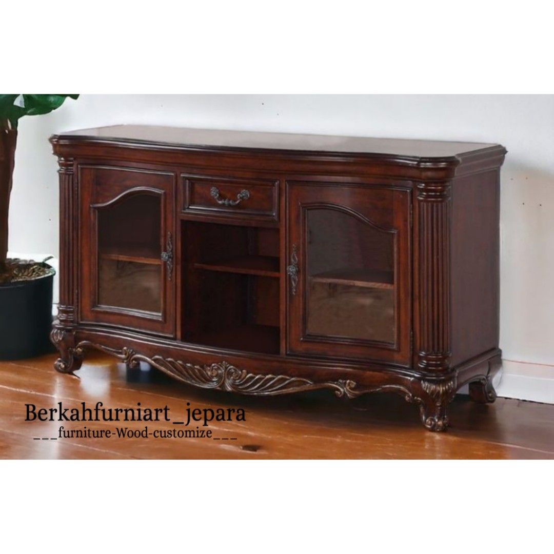Buffet Tv jati_bufet minimalis_meja tv jati, Perabotan Rumah di Carousell