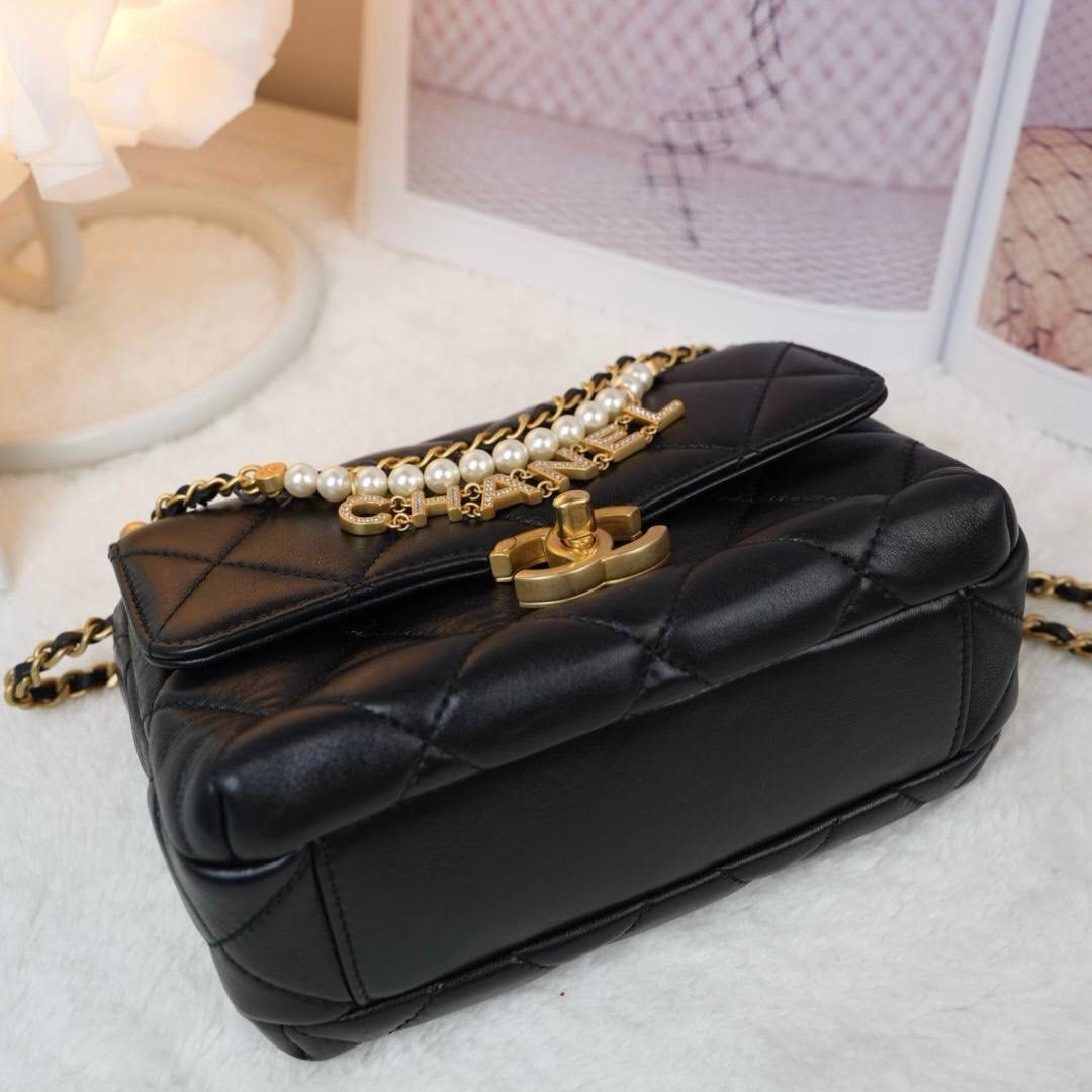 Chanel 24A Mini Pearl Logo Flap Bag, Luxury, Bags & Wallets on Carousell