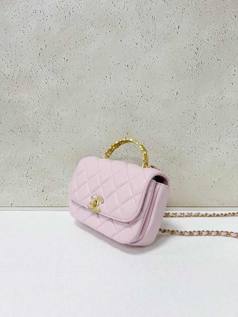 Chanel 24S CC Logo Top Handle Flap bag in Pink GHW, Luxury, Bags ...