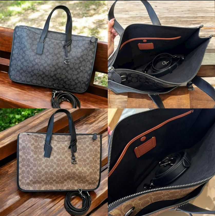 Coach CV970 Isaac Top Zip Laptop Bag in Monogram Signature Coated ...