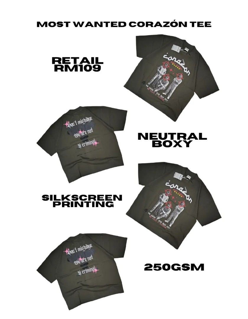 CORAZON MOST WANTED TEE, Men's Fashion, Activewear on Carousell