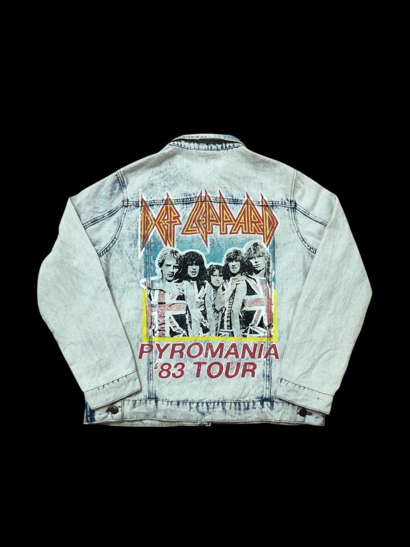 Def Leppard Denim Jacket overprint Band Rock, Men's Fashion, Coats ...