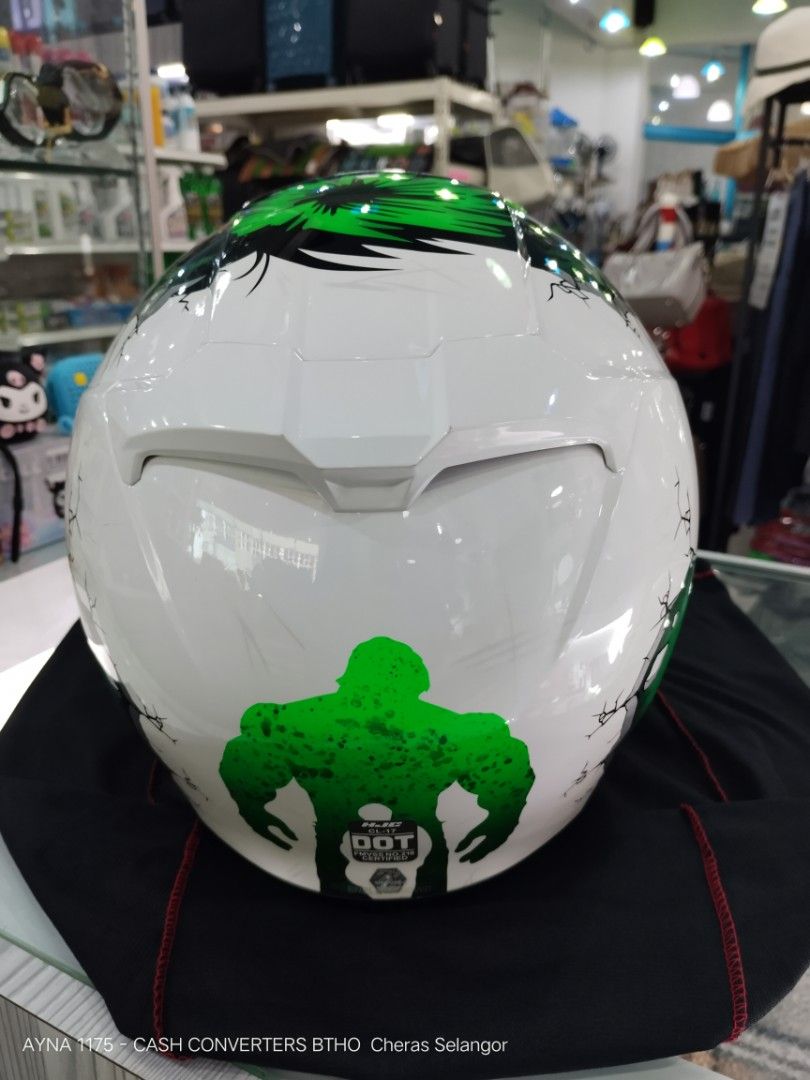 HJC X MARVEL HULK FULLFACE HELMET (XL), Motorbikes on Carousell