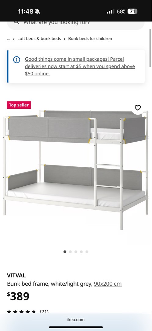 IKEA VITVAL Bunk Bed Frame - White/Light Grey, Furniture & Home Living, Furniture, Bed Frames ...