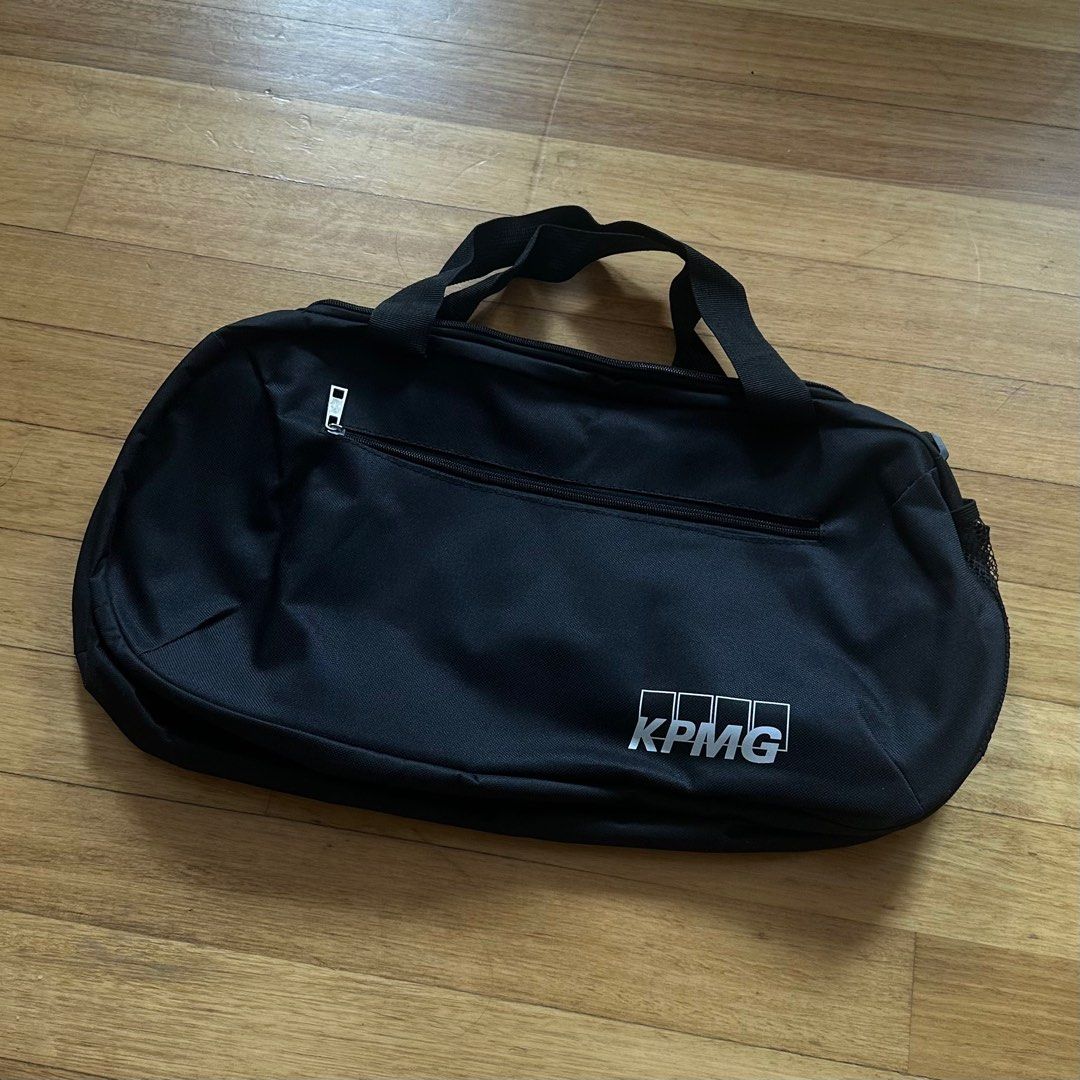 KPMG black duffel gym travel exercise work school bag with sling ...