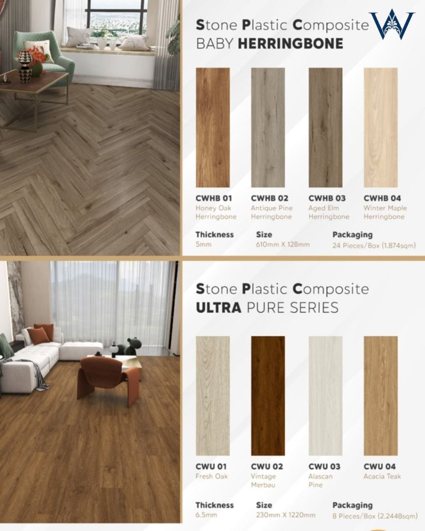 LANTAI SPC COUNTRY WOOD ULTRA PURE SERIES TEBAL 5mm, Perabotan Rumah di ...