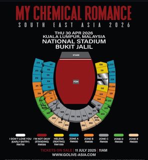Zone B MCR My Chemical Romance 2026 - Bukit Jalil, Tickets & Vouchers ...