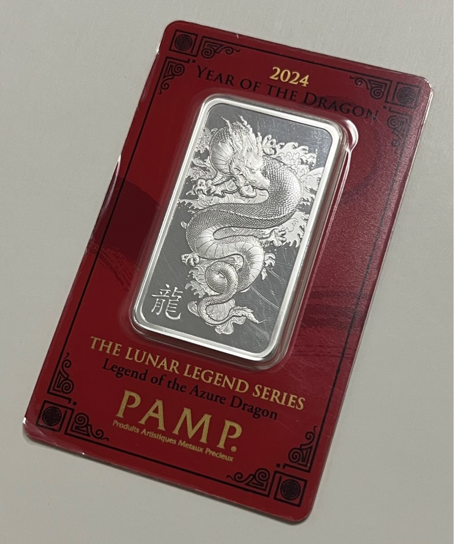 PAMP 2024 Dragon 1oz pure Silver bar, Hobbies & Toys, Memorabilia & Collectibles, Currency on ...