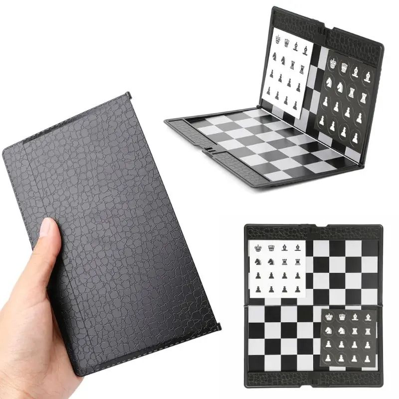 Pocket Folding International Chess Set Board Checkers Traveler Plane ...