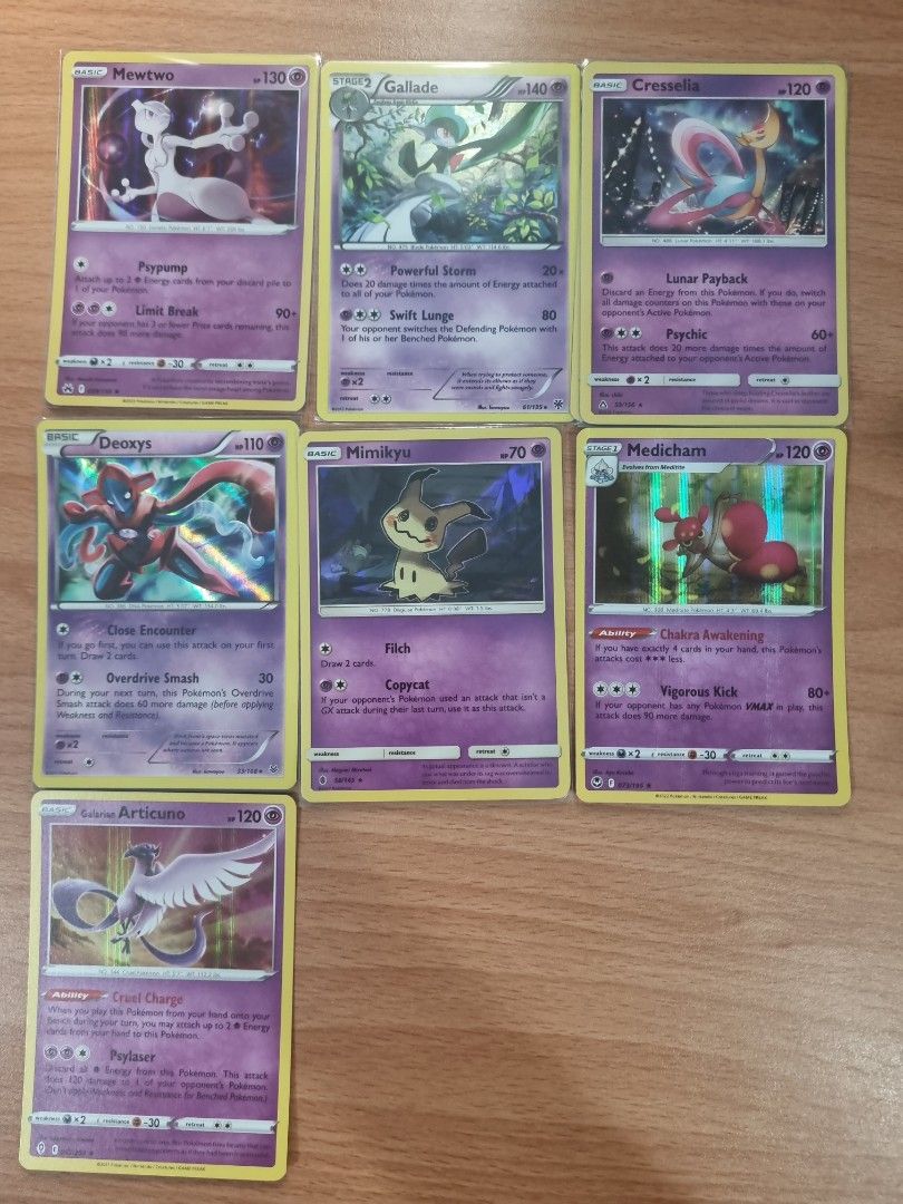 Pokemon Psychic Type Mewtwo Medicham Gengar Mimikyu Deoxys Galarian ...