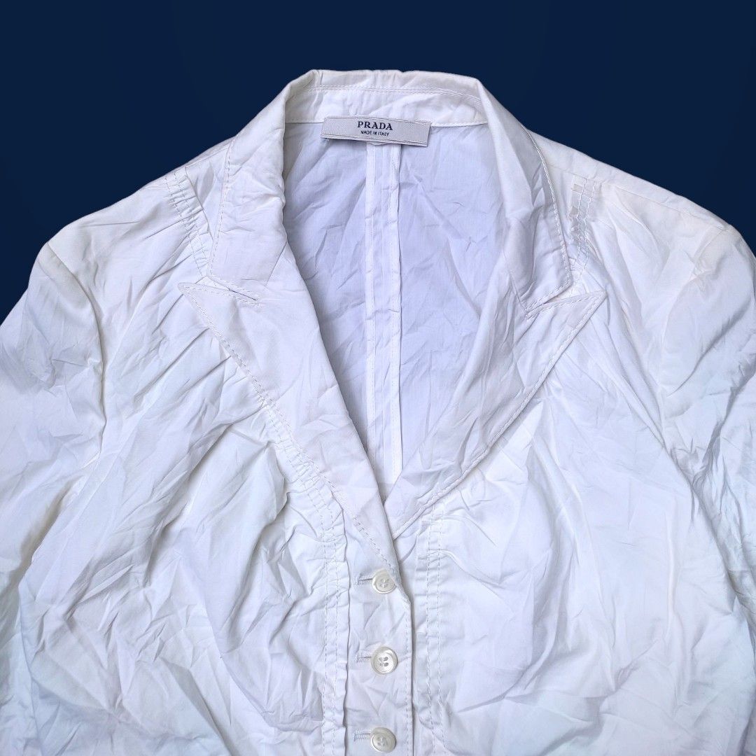Prada Wrinkle Blazer Jacket, Fesyen Wanita, Pakaian Wanita, Baju Luaran ...