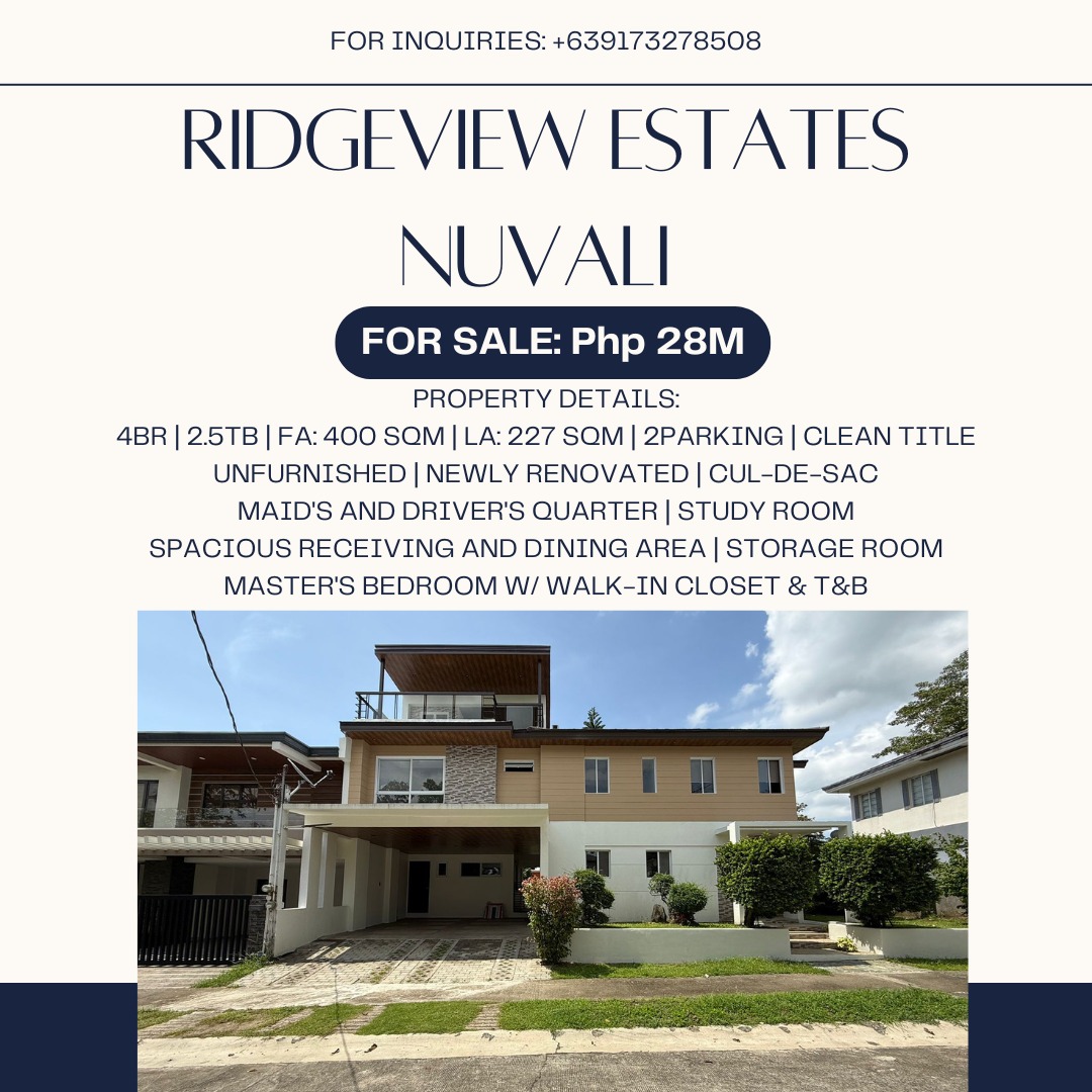 Ridgeview Estates Nuvali 4br newly renovated with Maid's and Driver's ...
