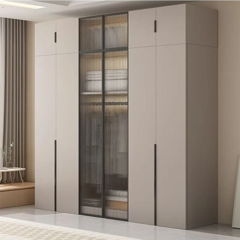 Solid wood wardrobe, coat cabinet, glass door wardrobe, clothes hanging cabinet, storage cabinet ...