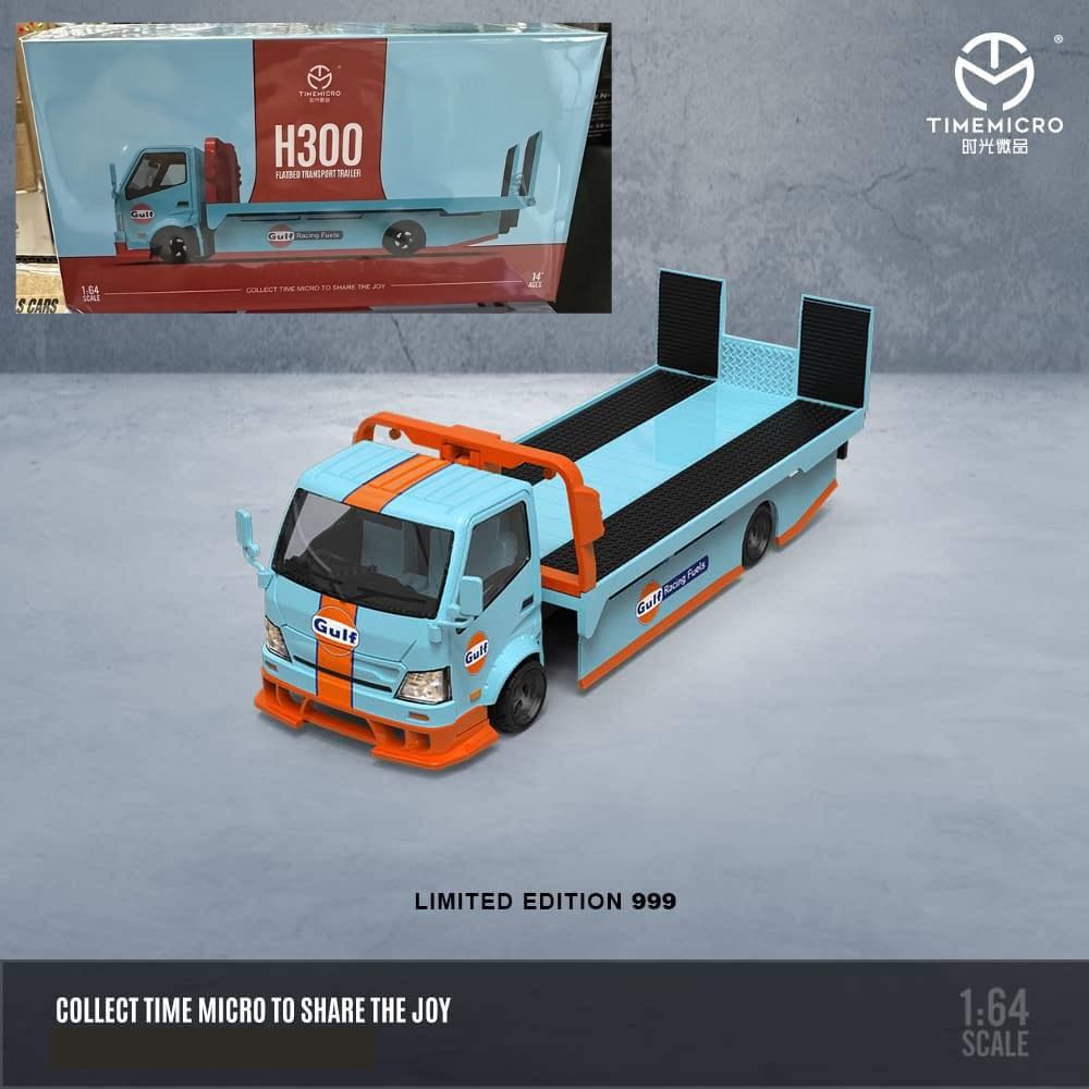 Time Micro 1/64 Scale H300 Flatbed Transport Custom Tow Truck Gulf Die ...