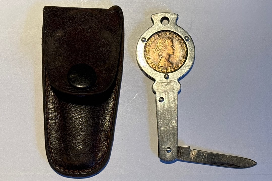 Vintage "Lucky Farthing" Coin & Pocket Knife with Leather Case - 1956 ...