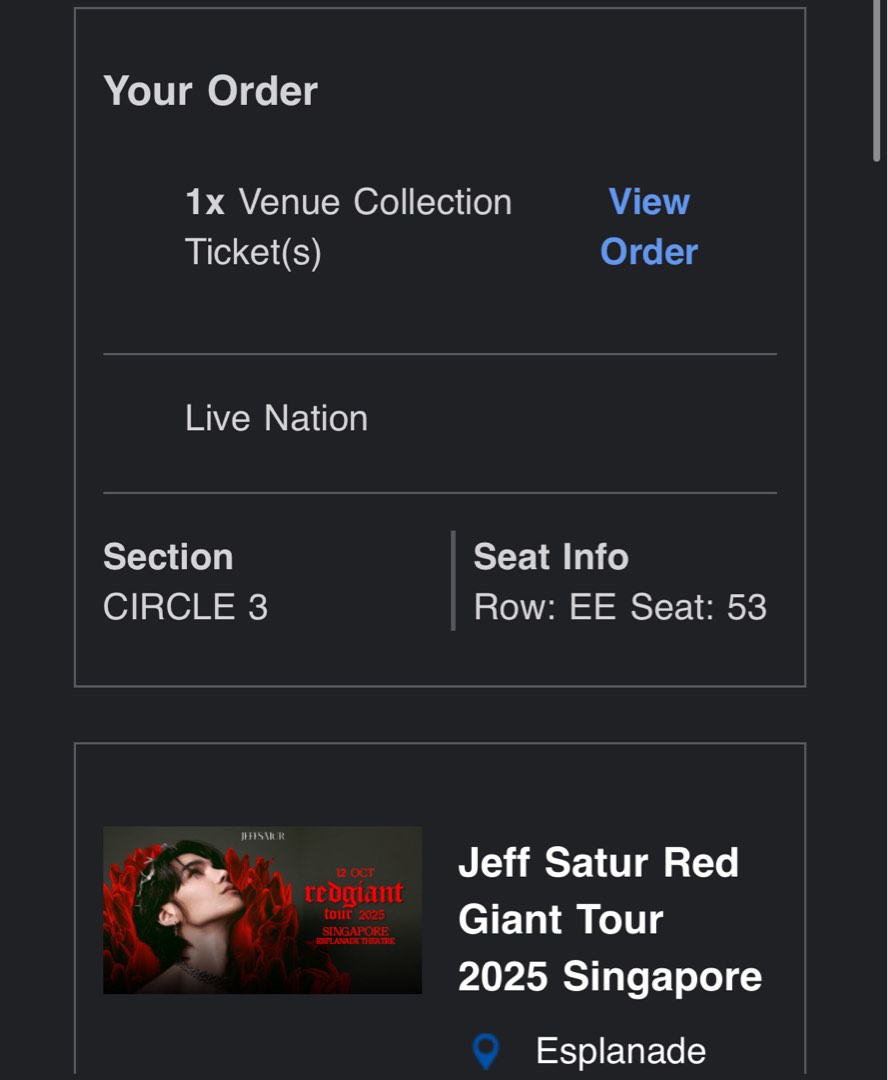 WTS Jeff Satur Red Giant Tour 2025 Singapore, Tickets & Vouchers, Event ...