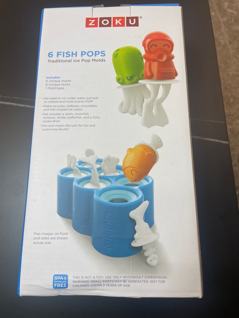 Zoku 6 Fish Pops Ice Pop Molds, Furniture & Home Living, Kitchenware ...
