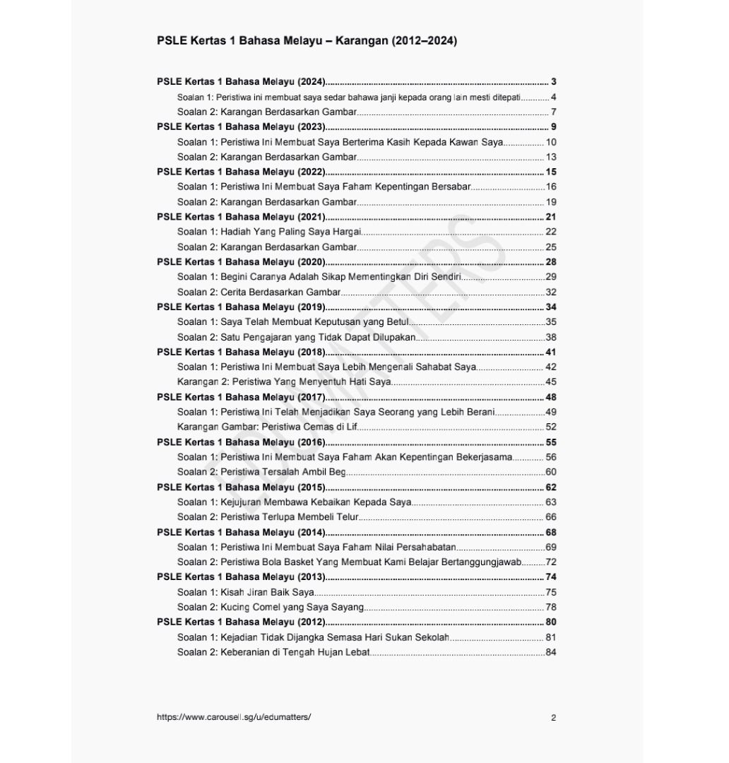 2025 PSLE Malay Paper 1 Guide Set Set/ Panduan 2025 PSLE Bahasa Melayu ...