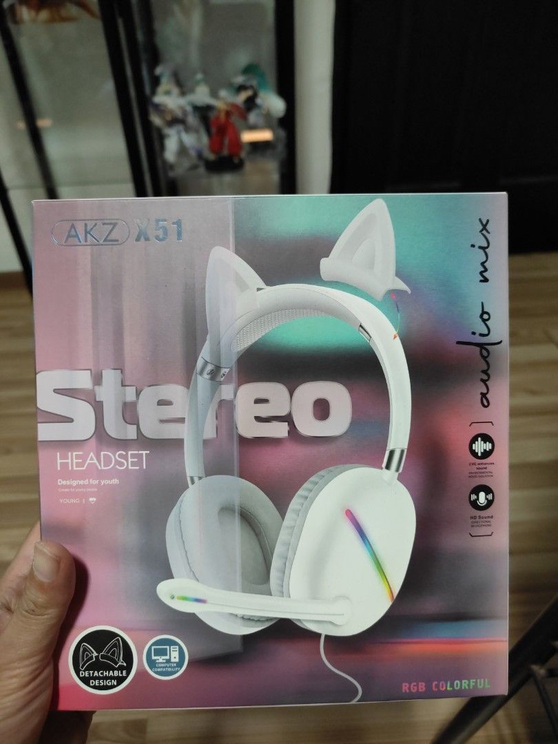 -Fast Clear- AKZ X51 Stereo Headset with RGB Colorful Lights Black ...