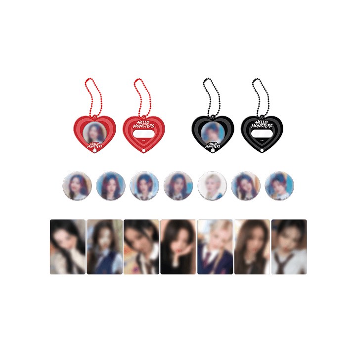 Babymonster Random Acrylic Keyring + Pin Button Set Ahyeon Pharita Rami ...