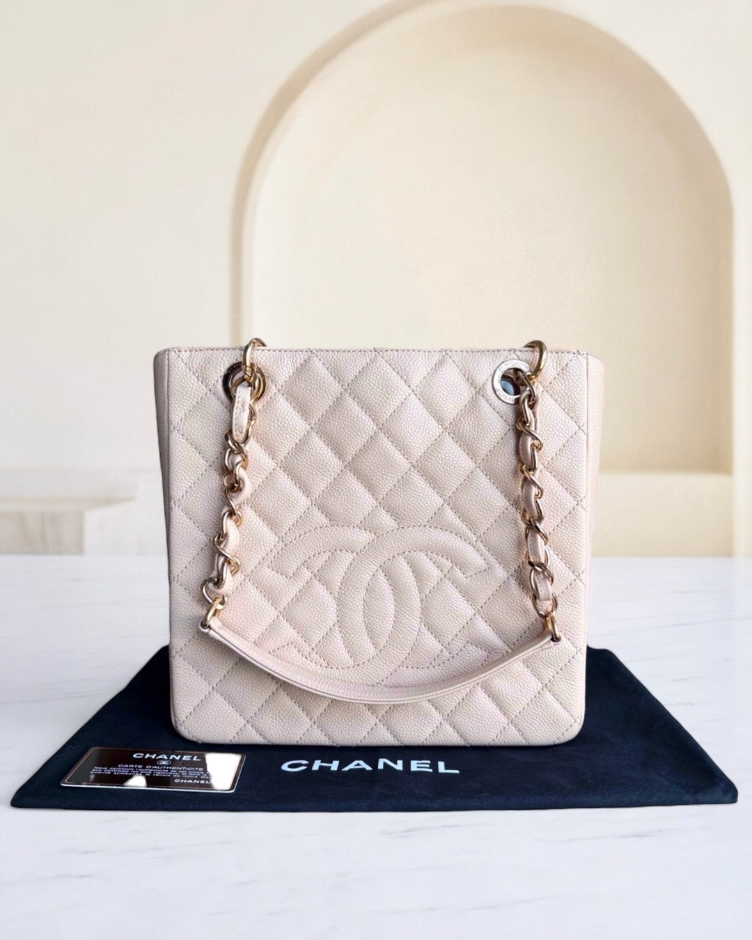 Chanel PST Petite Shopping Tote - Caviar Quilted Grained Calfskin Light ...