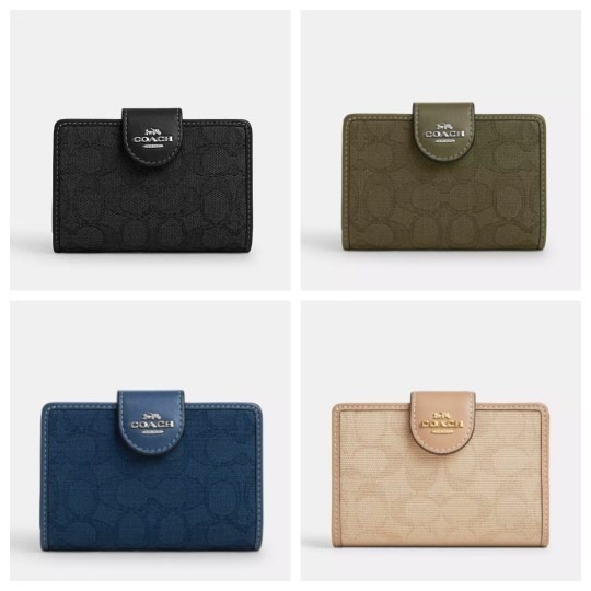 Coach Medium Corner Zip Wallet In Signature Jacquard 2 (Women Zip Fold ...