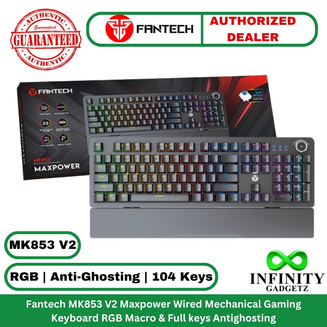 Fantech MK853 V2 Maxpower Wired Mechanical Gaming Keyboard RGB Macro ...