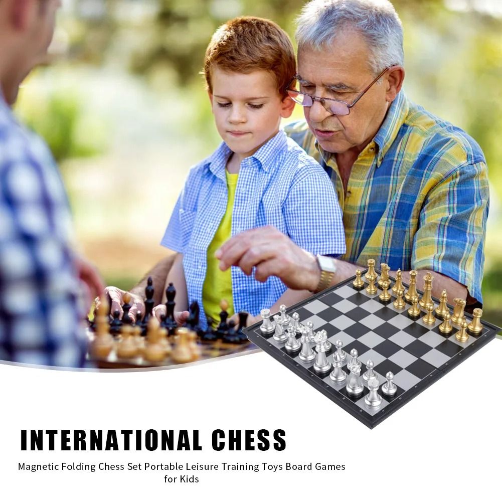 Folding Magnetic Chess Set Gold Silver Travel Chess Board Game Sets ...