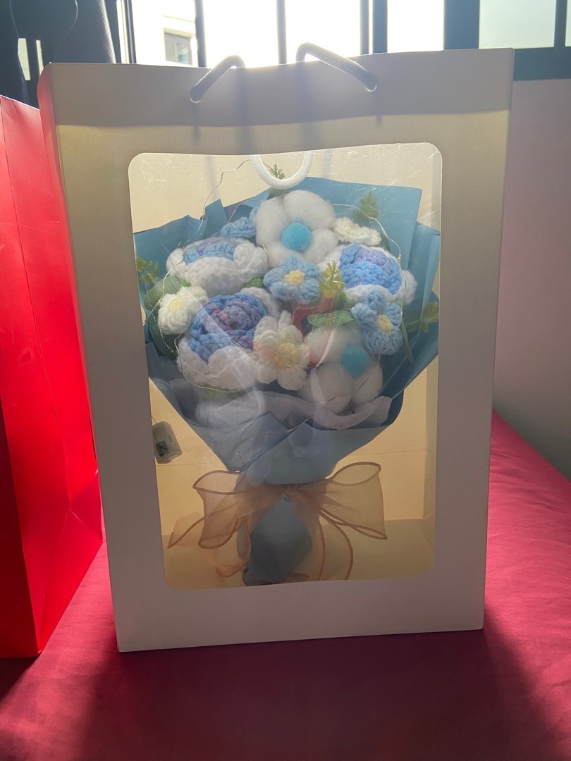 Handmade Crochet Flower Bouquet with Lights, Hobbies & Toys, Flowers ...