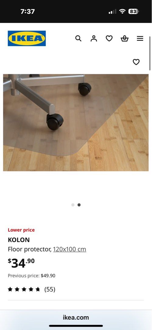 IKEA KOLON Floor Protector 120x100cm, Furniture & Home Living, Home ...