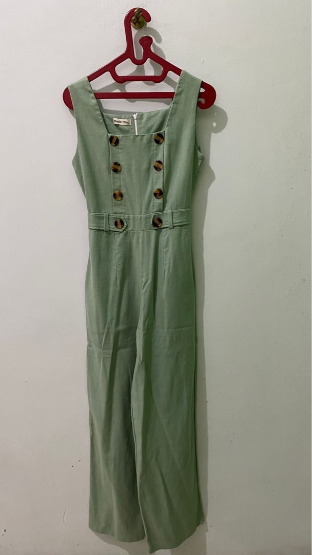 Jumpsuit sage, Fesyen Wanita, Pakaian Wanita, Jumpsuits di Carousell