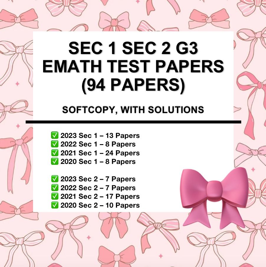 Lower Secondary Sec 1 Sec 2 Express G3 Emath Math Paper Bundle on Carousell