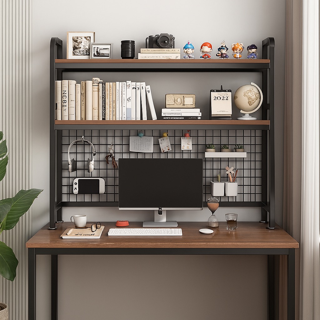Multi-Level Display Work Desk | Overhead Storage Writing Table ...