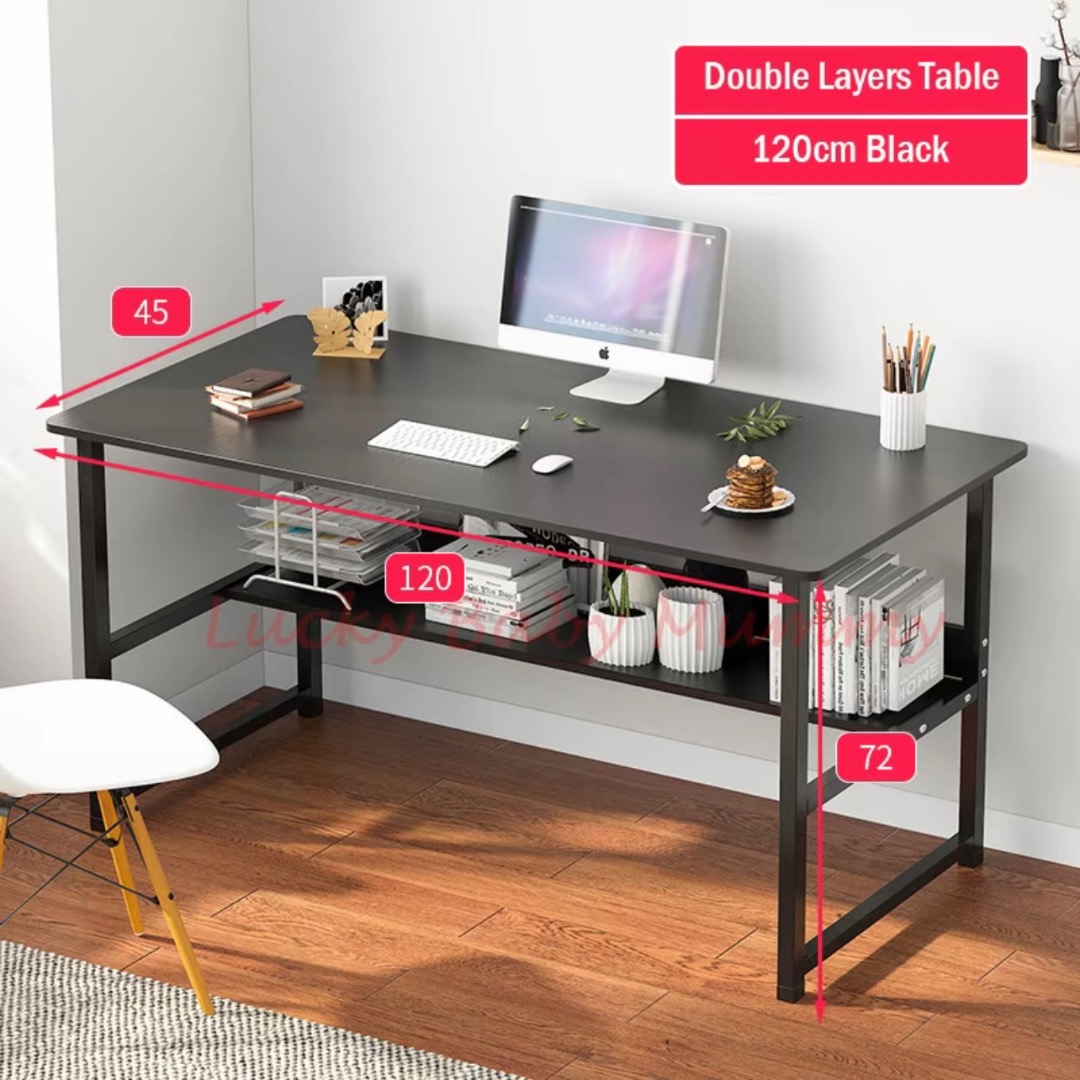 Office Computer Table | Writing Work Desk | Double Layer Table | Study ...