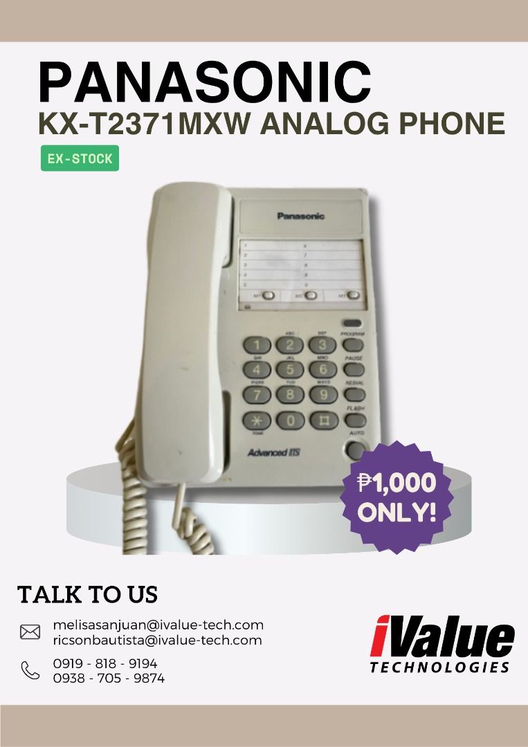 Panasonic KX-T2371MXW Analog Phone, Computers & Tech, Office & Business ...